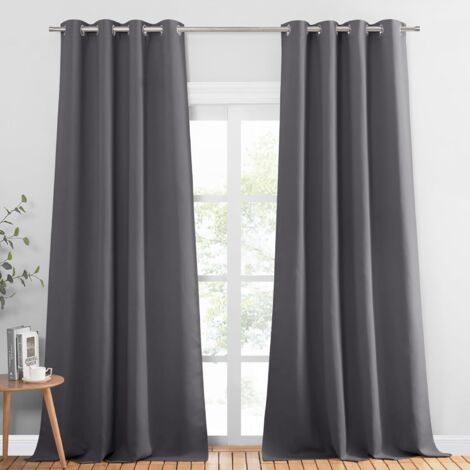 Beautissu Lot de 2 Rideaux occultants à oeillet Amelie 140x245 cm Anthrazit