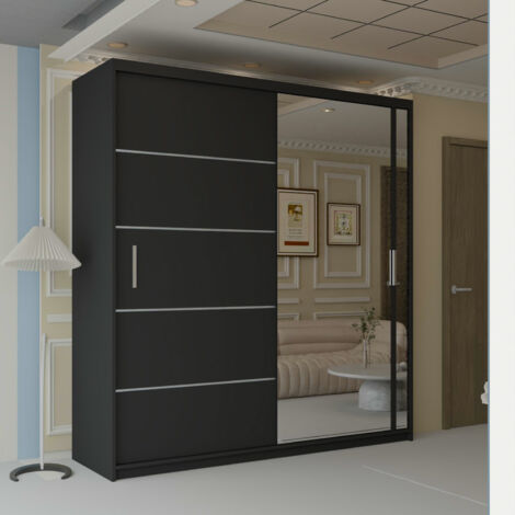 Miami 250cm Sliding Door Wardrobe with Full-Length Mirror & Modern 3 ...