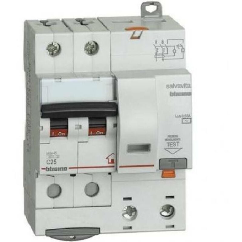 Magnetotermico Differenziale Bticino 25A 30Ma Ac 4,5Ka 2 Poli 4 Moduli Gc8230ac25 | BTICINO | US