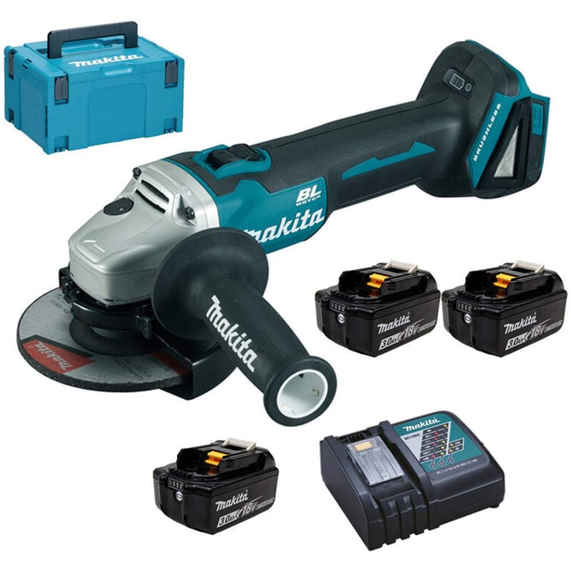 Makita DGA504RF - Set Meuleuse sans fil 18V Li-Ion - 1 batterie 3.0Ah et coffret inclus - 125mm ...