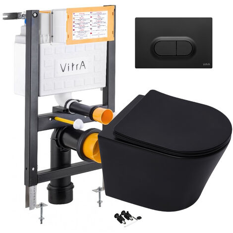 Black Square Rimless Wall Hung Toilet & 1.12m Concealed WC Cistern ...