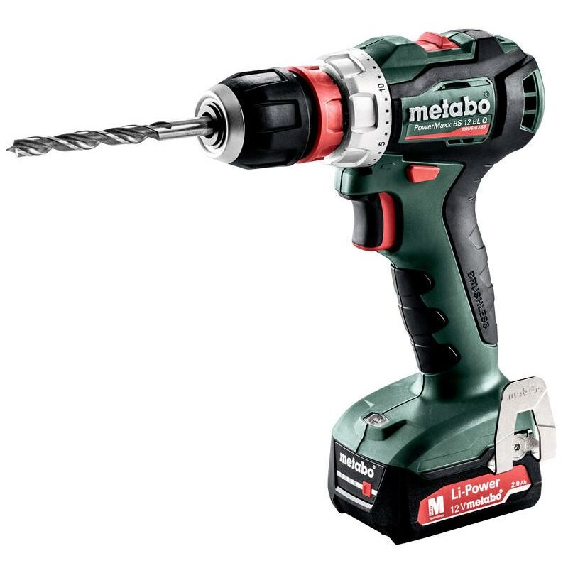 Metabo Trapano-avvitatore a batteria PowerMaxx BS 12 BL Q, 12V 2x2Ah Li-Ion, Caricabatteria SC ...