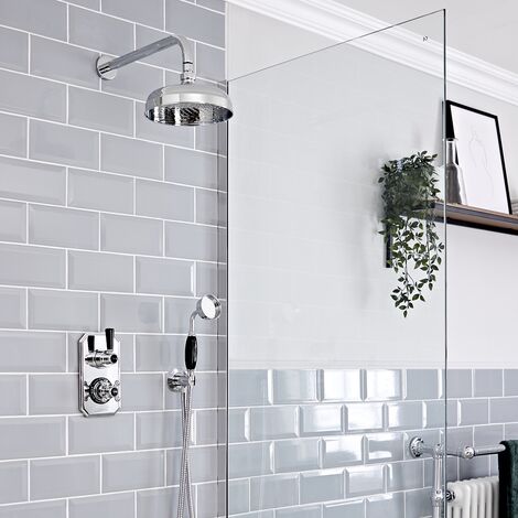 Milano Nero - Modern 2 Outlet Triple Thermostatic Mixer Shower Valve ...