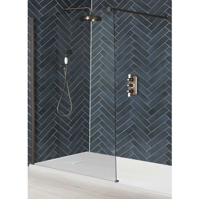 Milano - Barq - 700Mm Black Recessed Walk In Wet Room Shower Enclosure ...