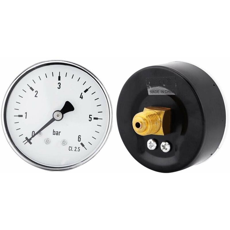 Manometro Filettato 1/4 "Npt, Manometro Aria Acqua 0-6 Bar Manometro Per Acqua Olio Aria ...