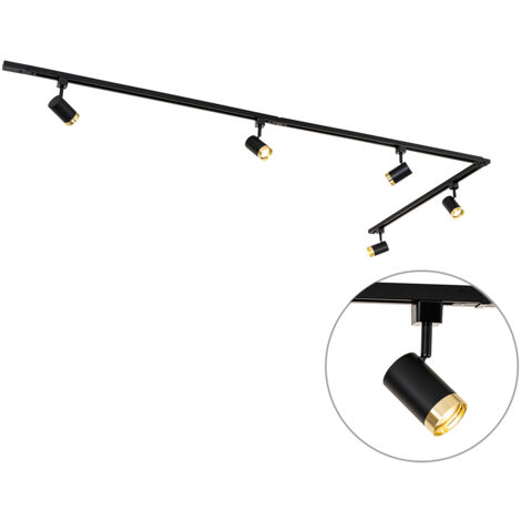 Modern Track Lighting System with 5 Spotlights Black 1-Phase GU10 70mm ...