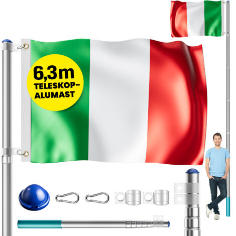 3M Black Telescopic Flag Pole (Garden Retractable Camping Extendable)