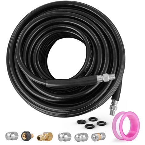 Mophorn Pressure Washer Hose 30.5m x 6.35mm Kink Free Brass Thread Replacement for Most Pressure Washers 19mm Bending Radius 4200 PSI Heavy Duty Extension Spray Nozzle