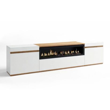 Mueble tv blanco y roble