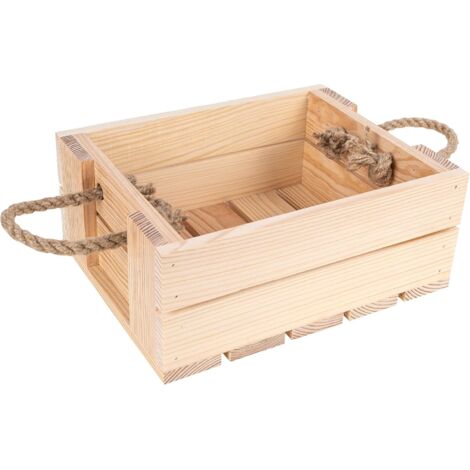 Wooden Storage Crate with Handles – Natural 40 x 30 x 24 cm