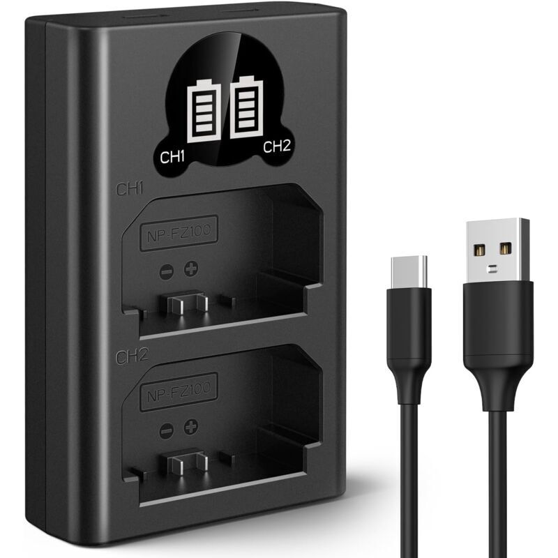 Preisvergleich für NP-FZ100 Akkuladegerät mit zwei Steckplätzen und LCD ...