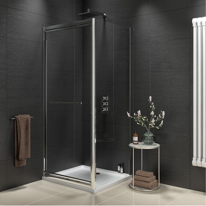 A6 Semi Frameless Bi Fold Shower Door 760mm Wide 6mm Glass Orbit