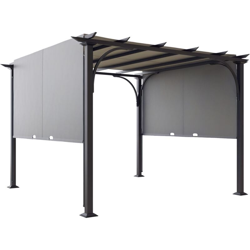 Outsunny Outdoor Retractable Pergola Garden Gazebo With Two Adjustable ...