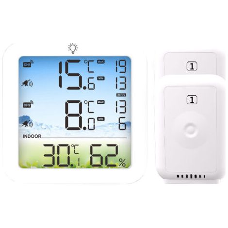 Refrigerator/freezer thermometer with digital display, 2 wireless ...