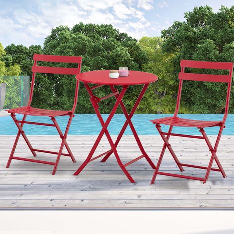 Outsunny Salon de jardin bistro pliable - table ronde Ø 60 cm avec 2 ...