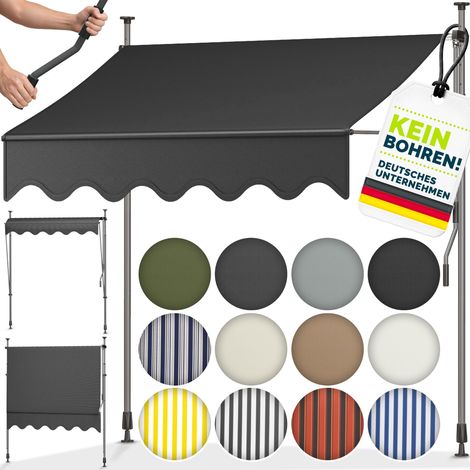 tillvex Balkonmarkise 350 cm Armeegrün Gelenkarm Markise Klemmmarkise ...