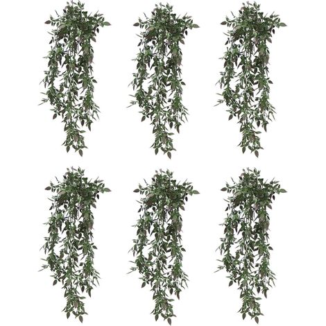 Pack of 6 x Hanging UV and Fire Resistant Artificial Angel Plant 76cm ...