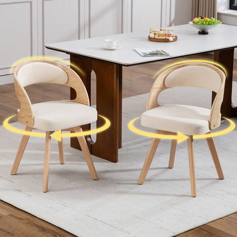 Chaise rotative en bois avec coussin linaną