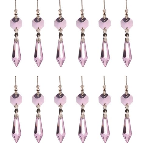 12 prismes en cristal effet stalactite pour lustre, pièces de rechange ...