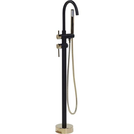Modern Freestanding Round Bath Shower Mixer Tap with Fluted Lever ...