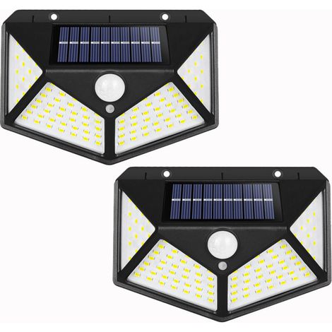 100 luces solares LED para exteriores, paquete de 2 luces solares para ...