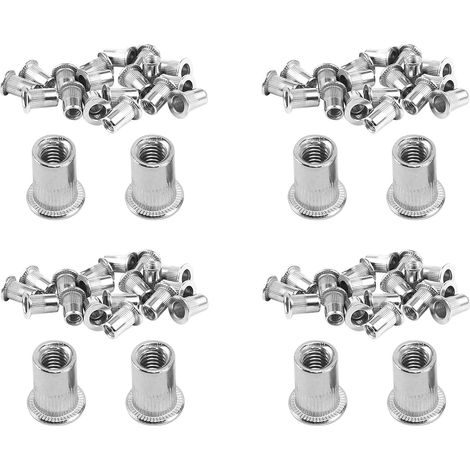 80 Pcs 304 Ecrou de Rivet Rivnut Inserer Nutsert M6X15mm