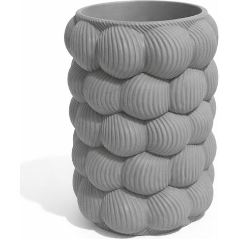 Vase décoratif gris, sculpture structurelle et moderne de designer