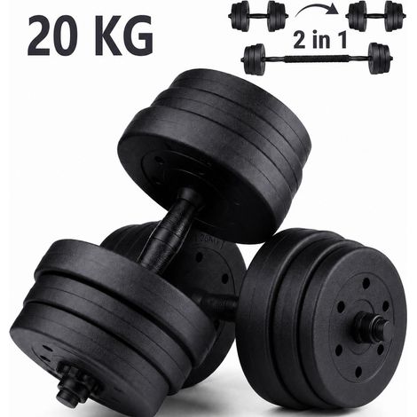 Adjustable Dumbbell Set 20 kg 2 in 1 Dumbbell and Barbell Set with ...