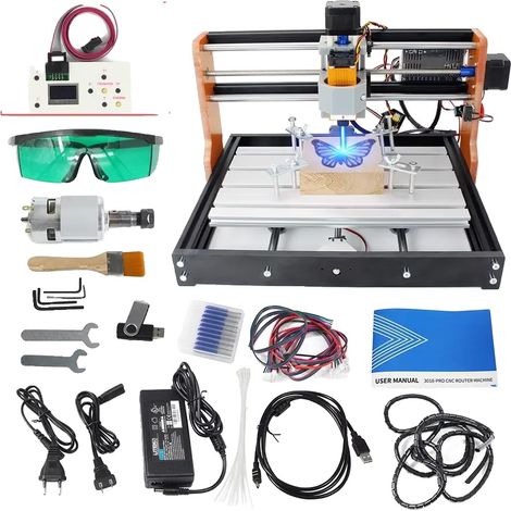 Routeur CNC Pro 3018, Contrôle 3 Axes, Contrôleur à Écran Tactile de 2,8"