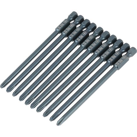 10pcs S2 Steel Cross Head PH2 Screwdriver Bits Set 1/4inch Hex Shank 100mm
