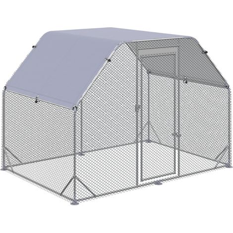 Enclos poules bâche couverture poulailler serrure acier 280x190x195 cm