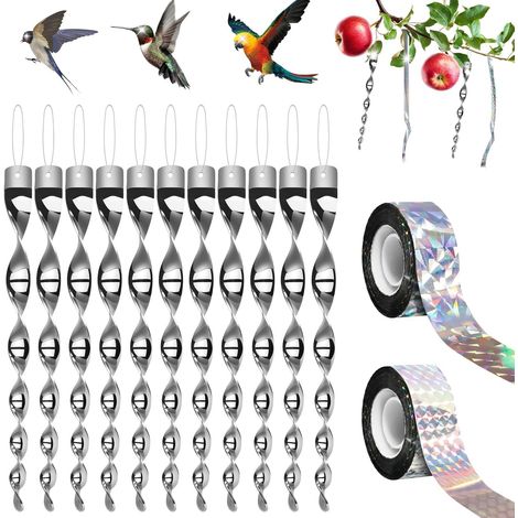 Lot de 12 dispositifs réfléchissants anti-oiseaux et rubans ...