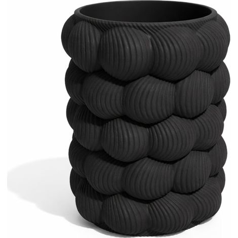 Vase décoratif noir, sculpture structurelle et moderne de designer