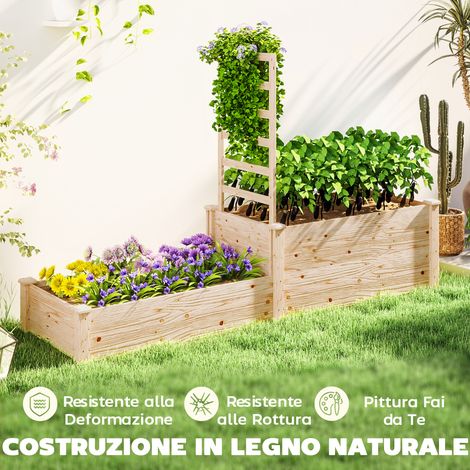 Jardinière surélevée avec treillis pour plantes grimpantes, séparation ...