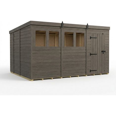 12ft x 9ft Composite Pent Garden Shed Single Door With Windows ...