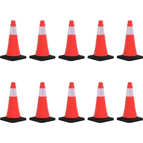 Reflective Traffic Cones with Heavy Bases 10 pcs 50 cm vidaXL
