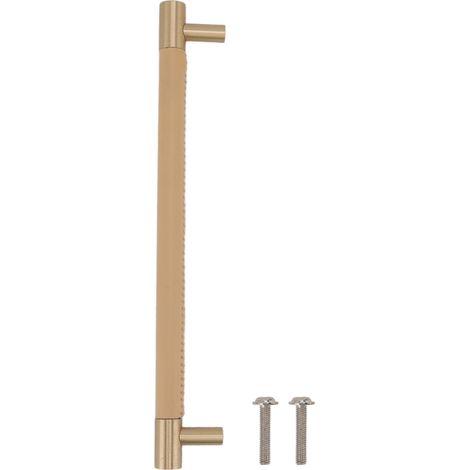 Poignée de porte de meuble, entraxe de 224 mm, cuir et laiton, style ...