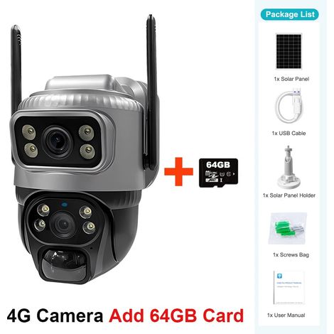 V380 Dual-Lens 4G Kamera, Solar, PIR, Menschenerkennung, 8MP 4K ...
