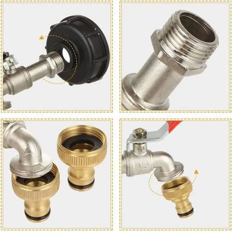 Set of 2 IBC Tank Adapters, 1000L Tank Tap, 1/2" Threaded Tank Tap ...