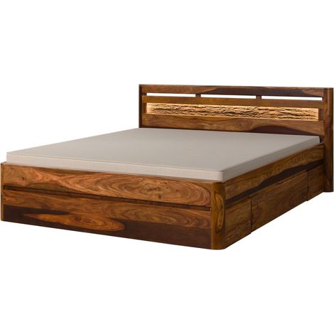 Bett mit Schubladen Sheesham 160x200x90 walnuss gewachst TORONTO LUX 261
