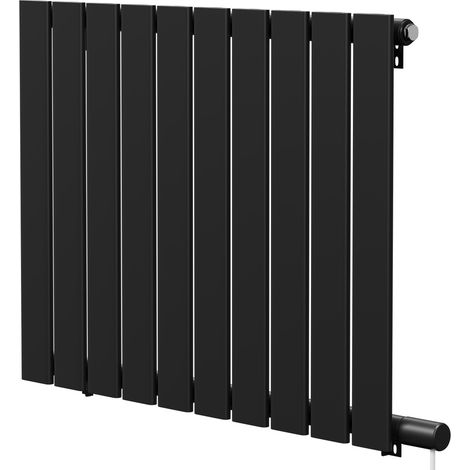 Hudson Colore Matt Black 600mm x 756mm Horizontal Electric Single Panel ...
