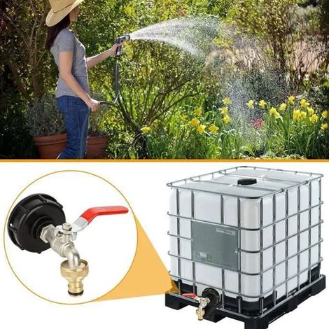 Set of 2 IBC Tank Adapters, 1000L Tank Tap, 1/2" Threaded Tank Tap ...