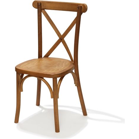Chaise Bistrot Crossback en Bois Massif Empilable - Lot de 7 - Veba
