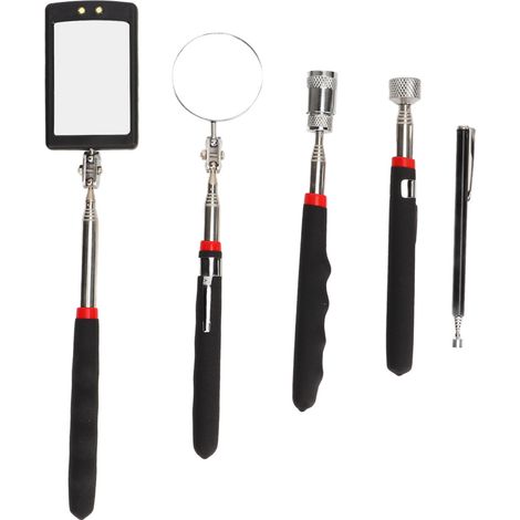 5Pcs Magnetic Pickup Tool Pick Up Rod Telescopic Mirror with LED Lamp ...