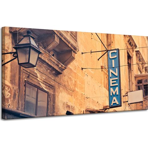 Impression sur toile style tableau noir vintage rétro cinéma 120x60