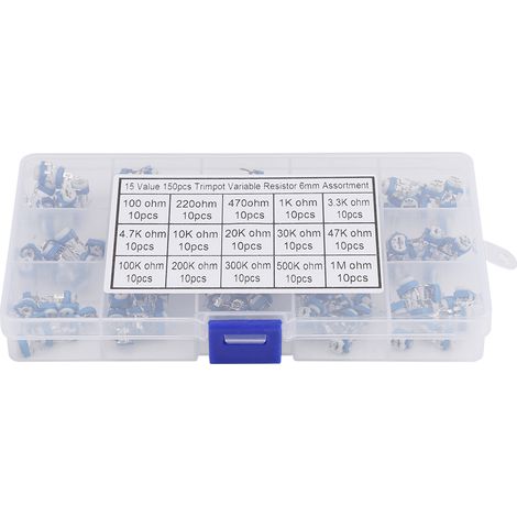 150Pcs Blue White 100ohm-1Mohm Vertical PCB Preset Variable Resistor ...