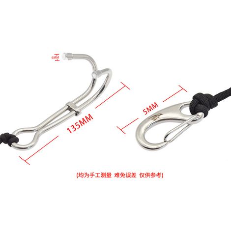 Stainless steel 316 diving hook, double head, double flow, safety rope ...