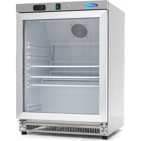Mini vitrine réfrigérée 200L inox avec étagères ajustables - Système de ...
