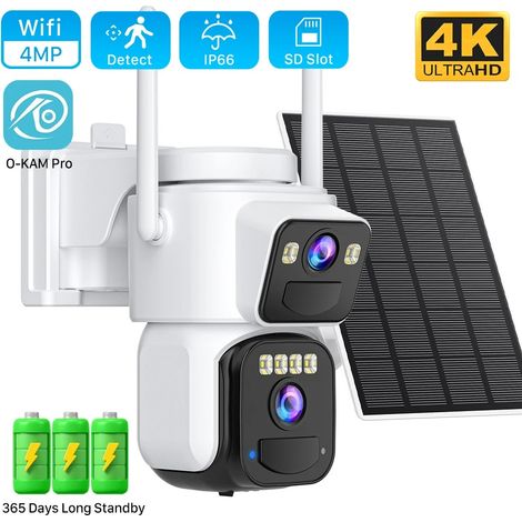 8MP Dual-Lens WLAN Solarkameras, Outdoor, PIR, Farb-Nachtsicht ...