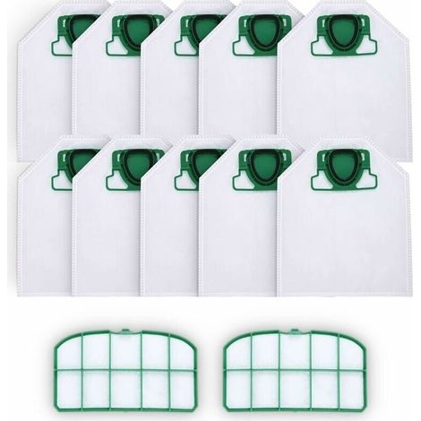10 Staubsaugerbeutel mit 2 HEPA-Filtern für Vorwerk Kobold VK200 FP200 ...